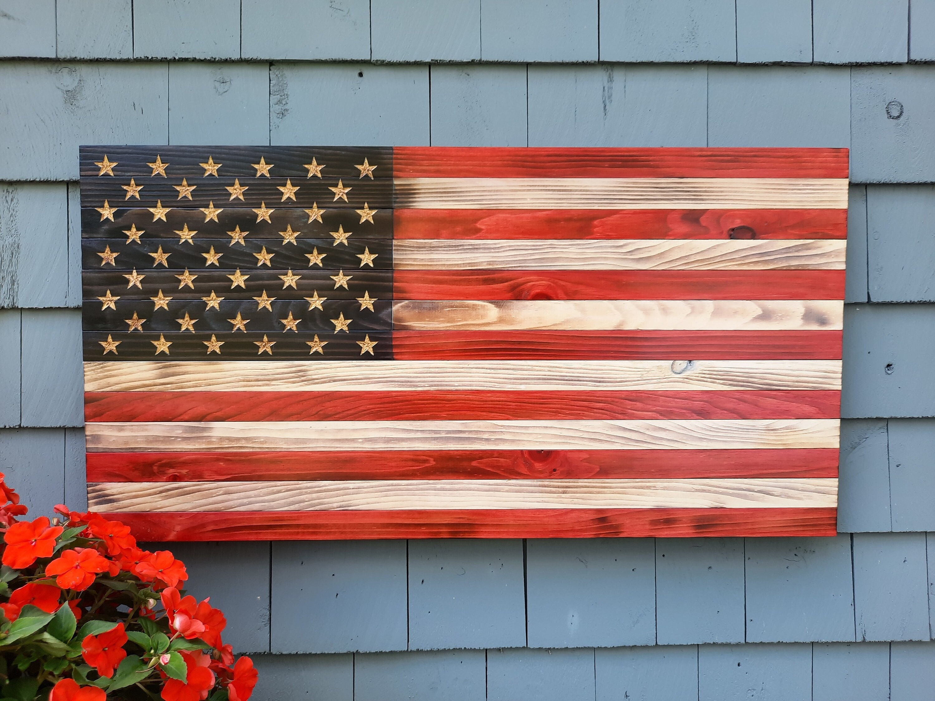 Wooden American Flag MED (13"x25"), Custom Wood Flag, Wooden Flag ...