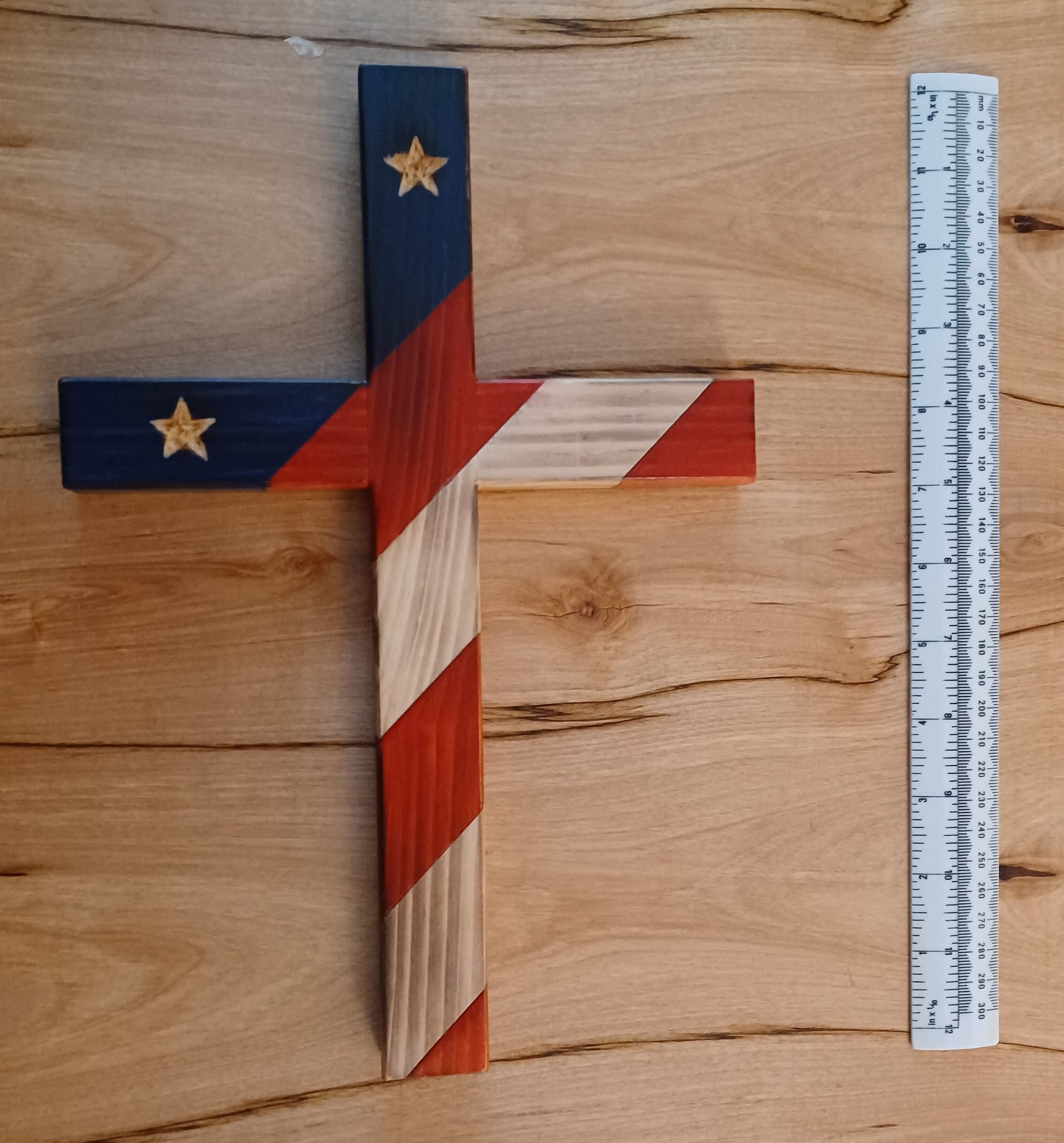 Wooden American Flag Cross, Hand Crafted Cross, American Flag Cross ...