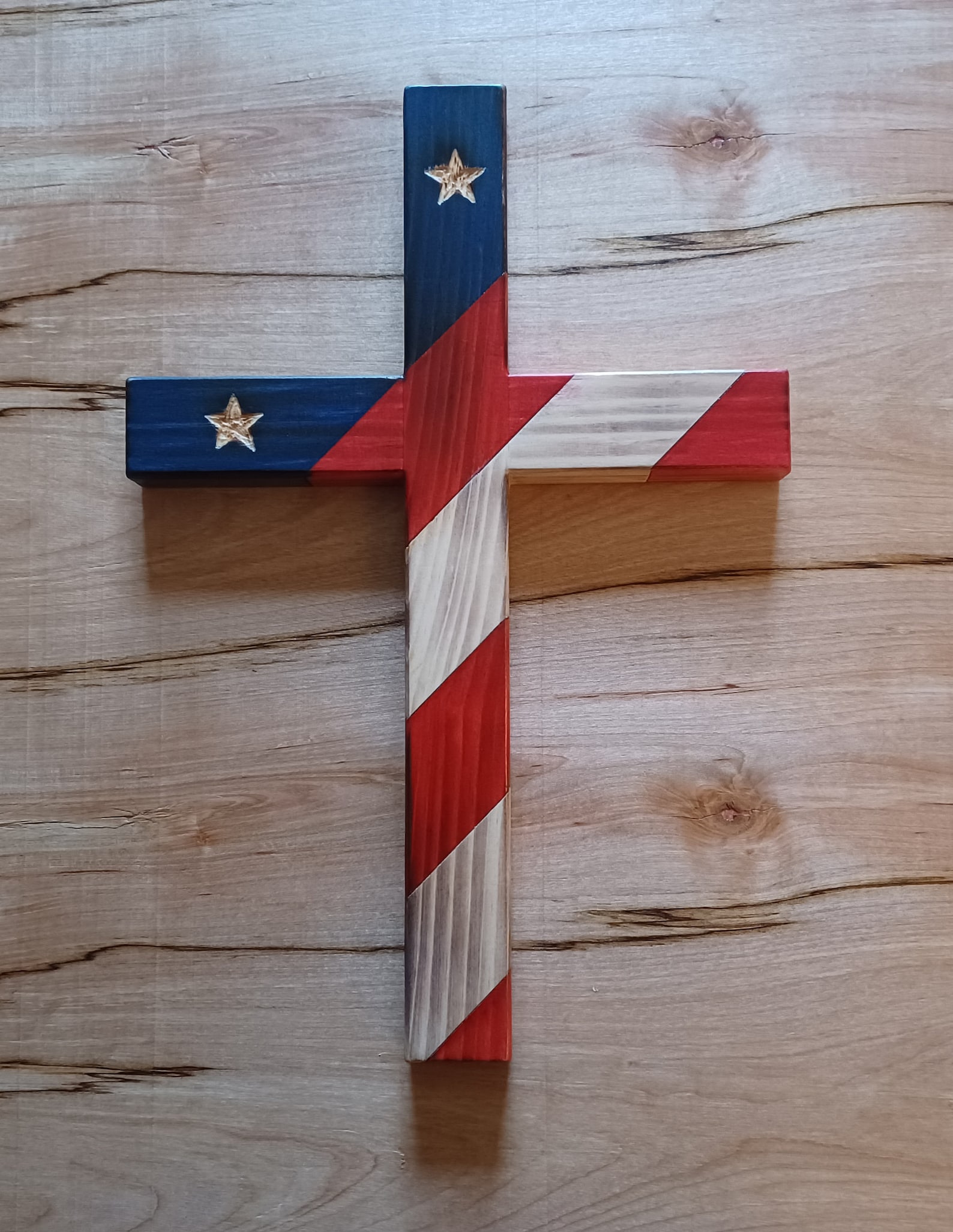Wooden American Flag Cross, Hand Crafted Cross, American Flag Cross ...