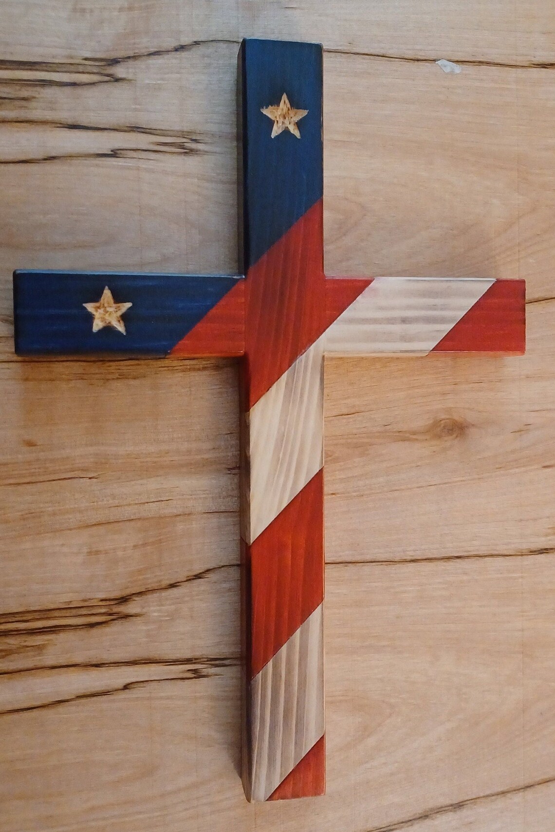 Wooden American Flag Cross, Hand Crafted Cross, American Flag Cross ...