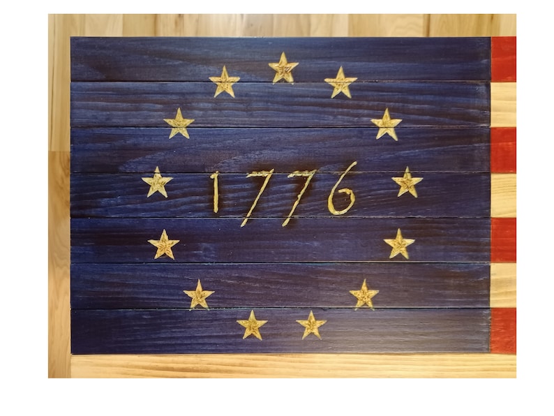 Wooden American Flag LGE (19"x36"), 1776 Flag, Betsy Ross, Custom Wood ...
