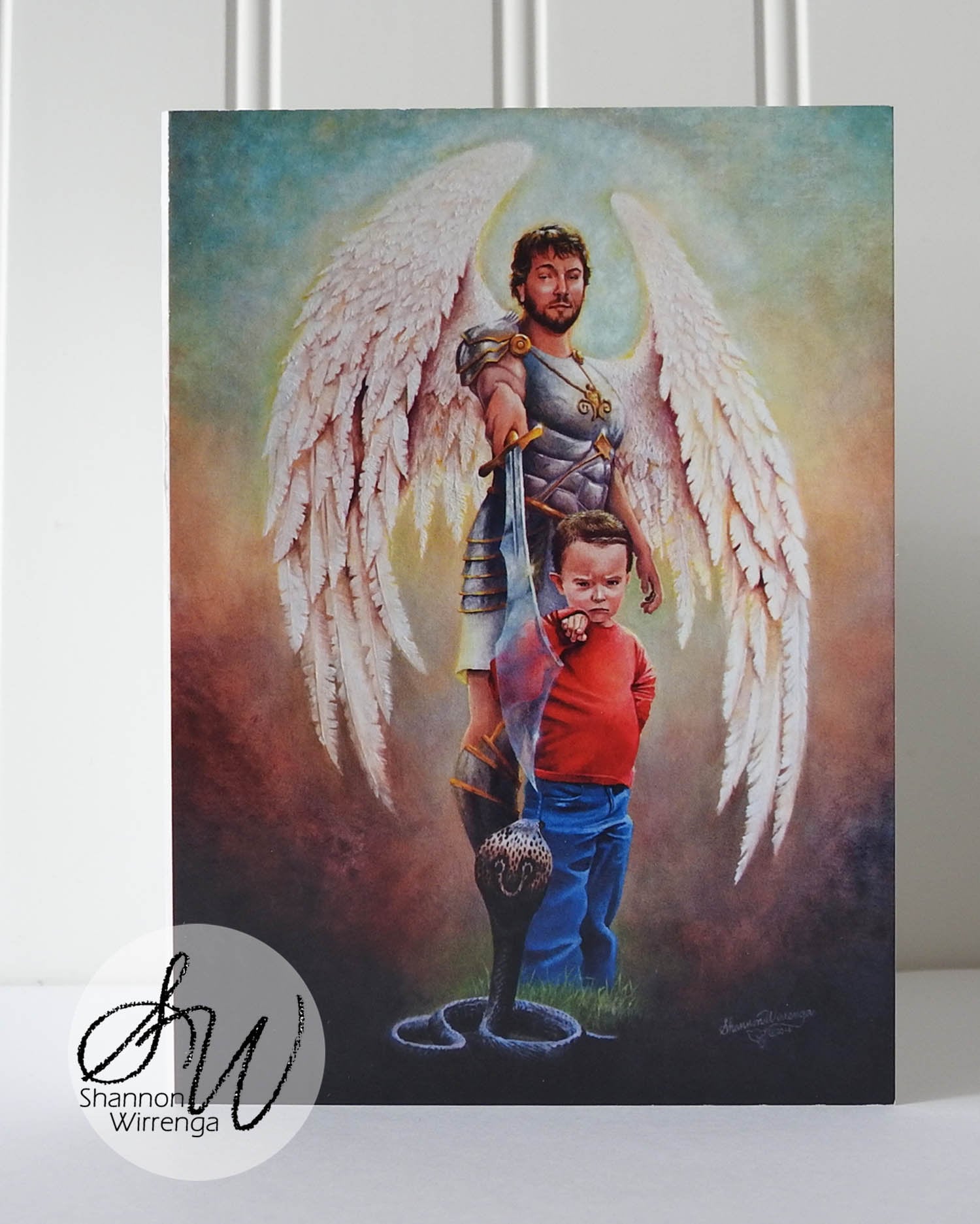 Guardian Angel Greeting Cards, Back off Satan! Cards, Original Art by ...