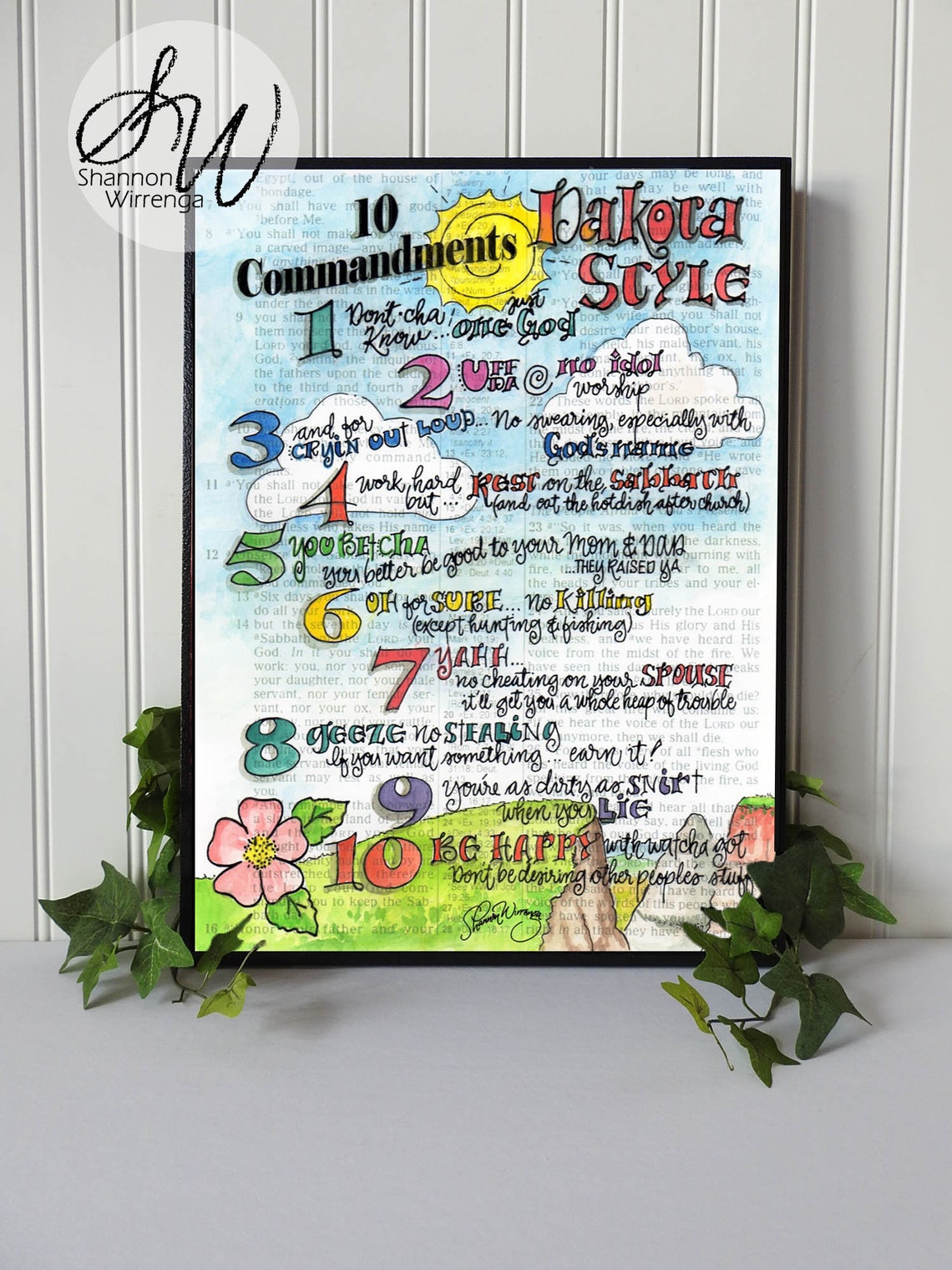 10 Commandments Dakota Style Plaque, Original Art by Shannon Wirrenga ...