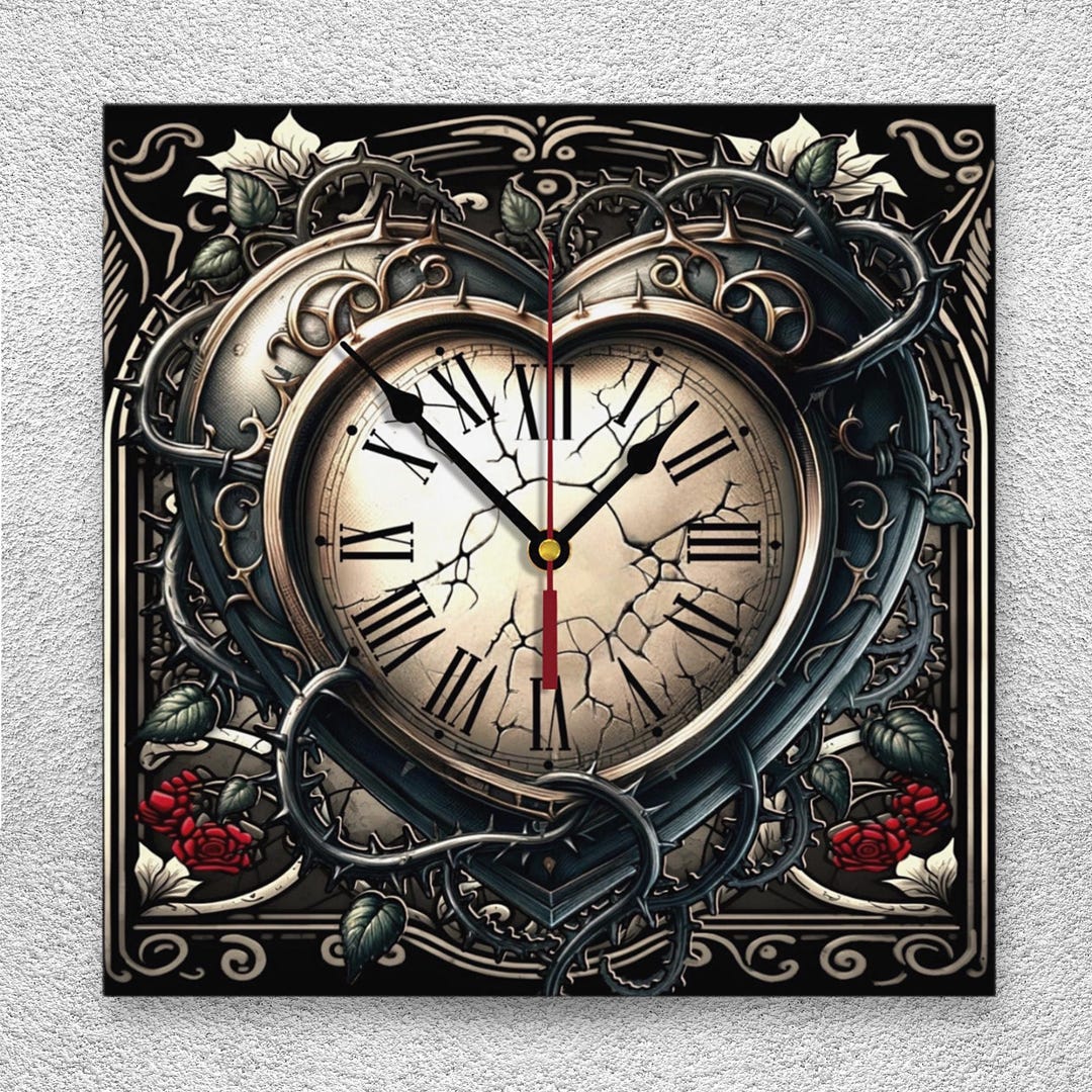 Square Clock, Heart Wall Clock, Clock for Shelf, Stand up or Hang, Non ...