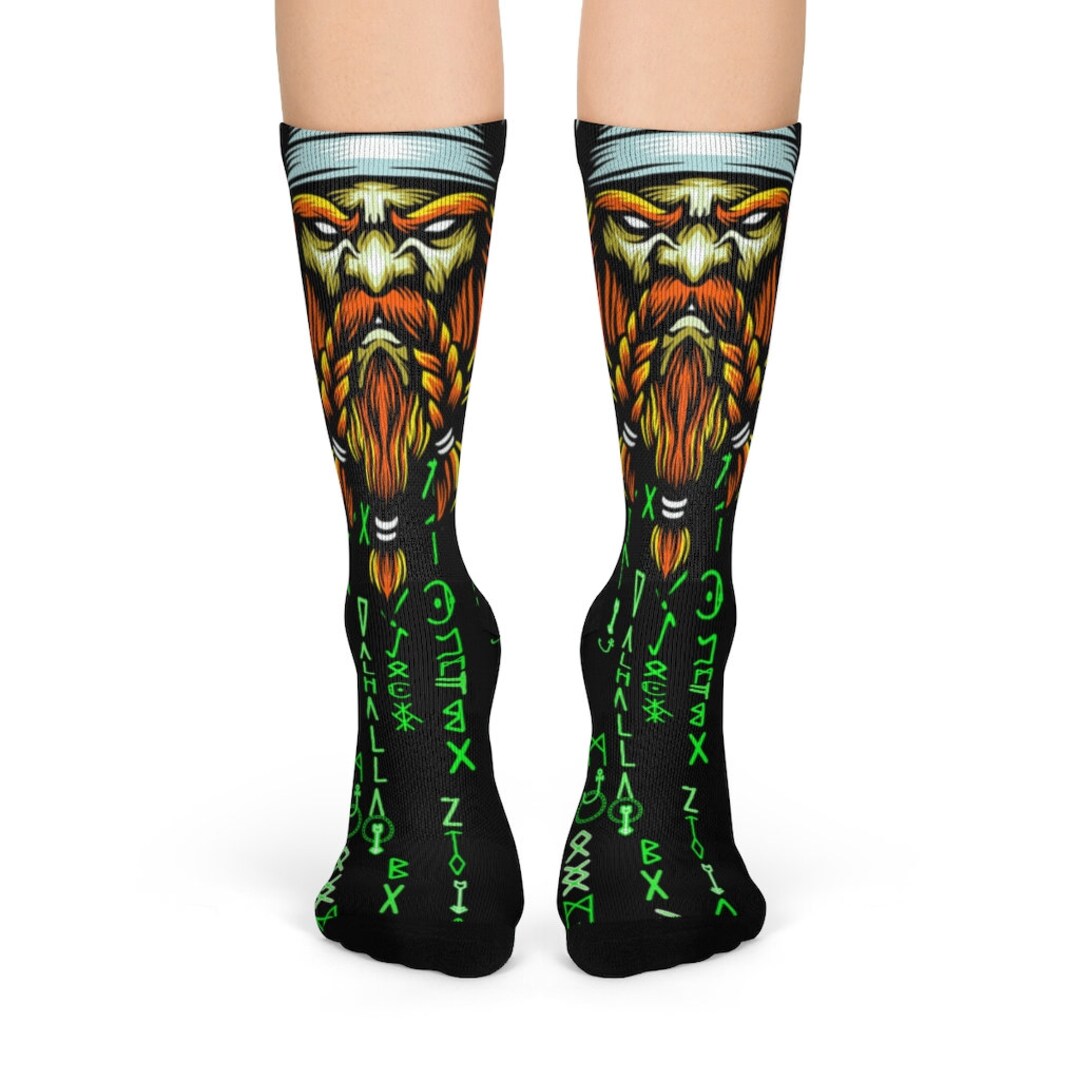 Viking Socks, Matrix Style, Crew Socks for Men, Norse Code, Viking Gift ...