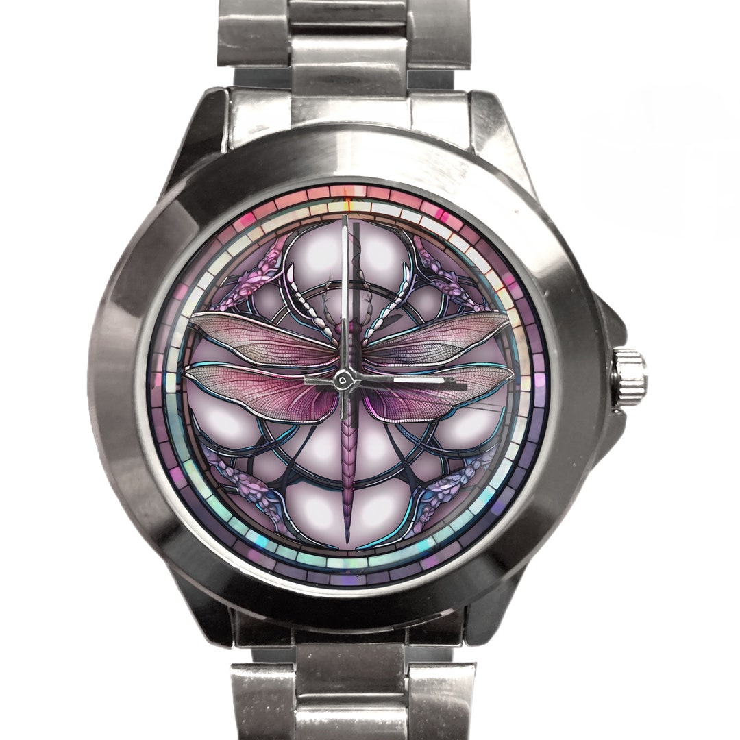 Watches for Women, Dragon Fly Watch, Stained Glass Dial, Dragonfly Gift ...