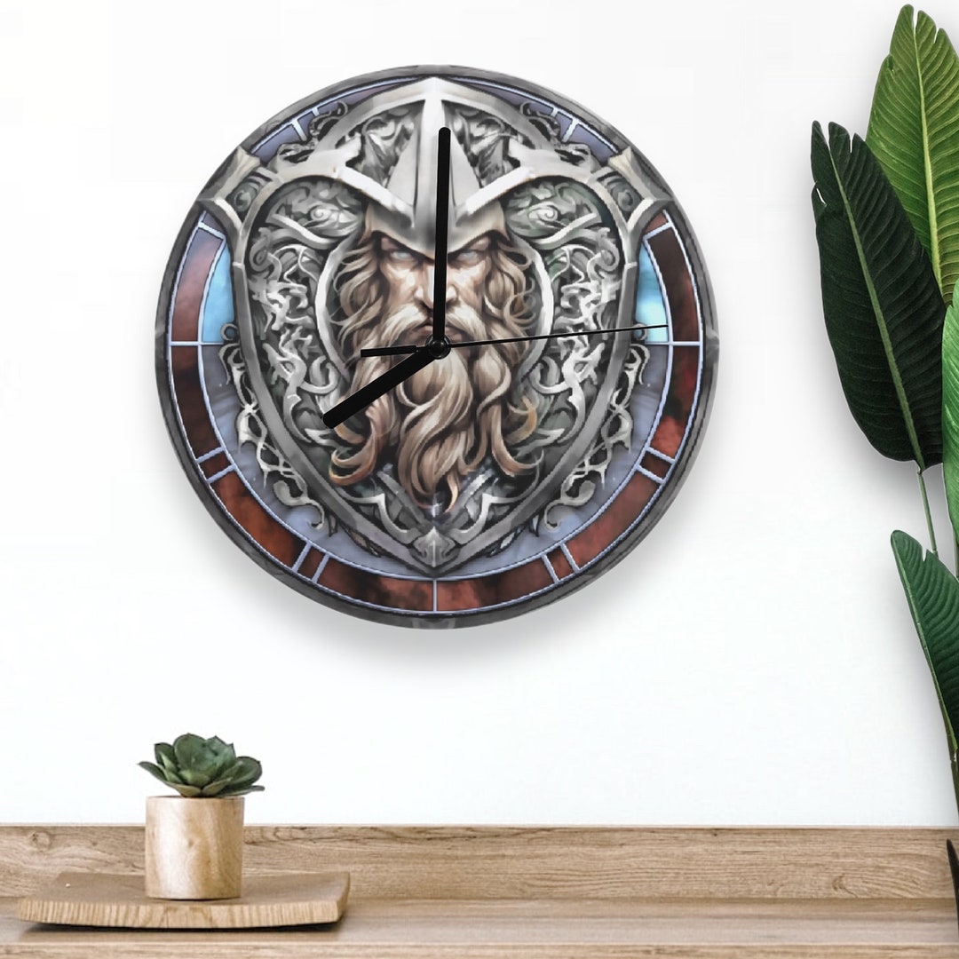 Viking Clock, Shield Clock, Viking Gift, Odin Wall Clock, Shield Maiden ...