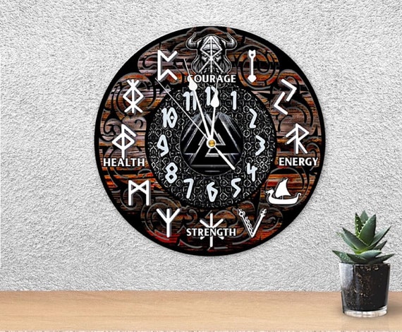 Wikinger Schild Uhr Valknut Wanduhr Geschenk für Papa - Etsy