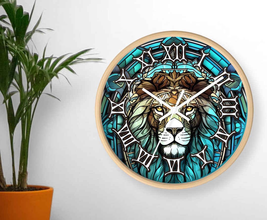 Lion Clock, Wooden Clocks for Women, Animal Clocks, Clock for Men ...
