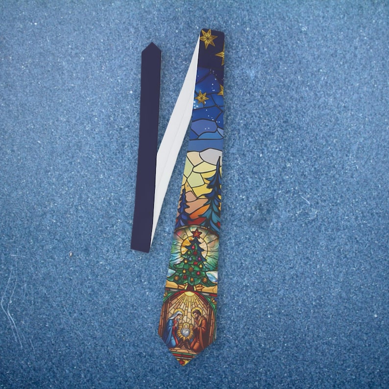 Nativity Christmas Necktie, Stained Glass Tie, Holiday Party Ties for ...