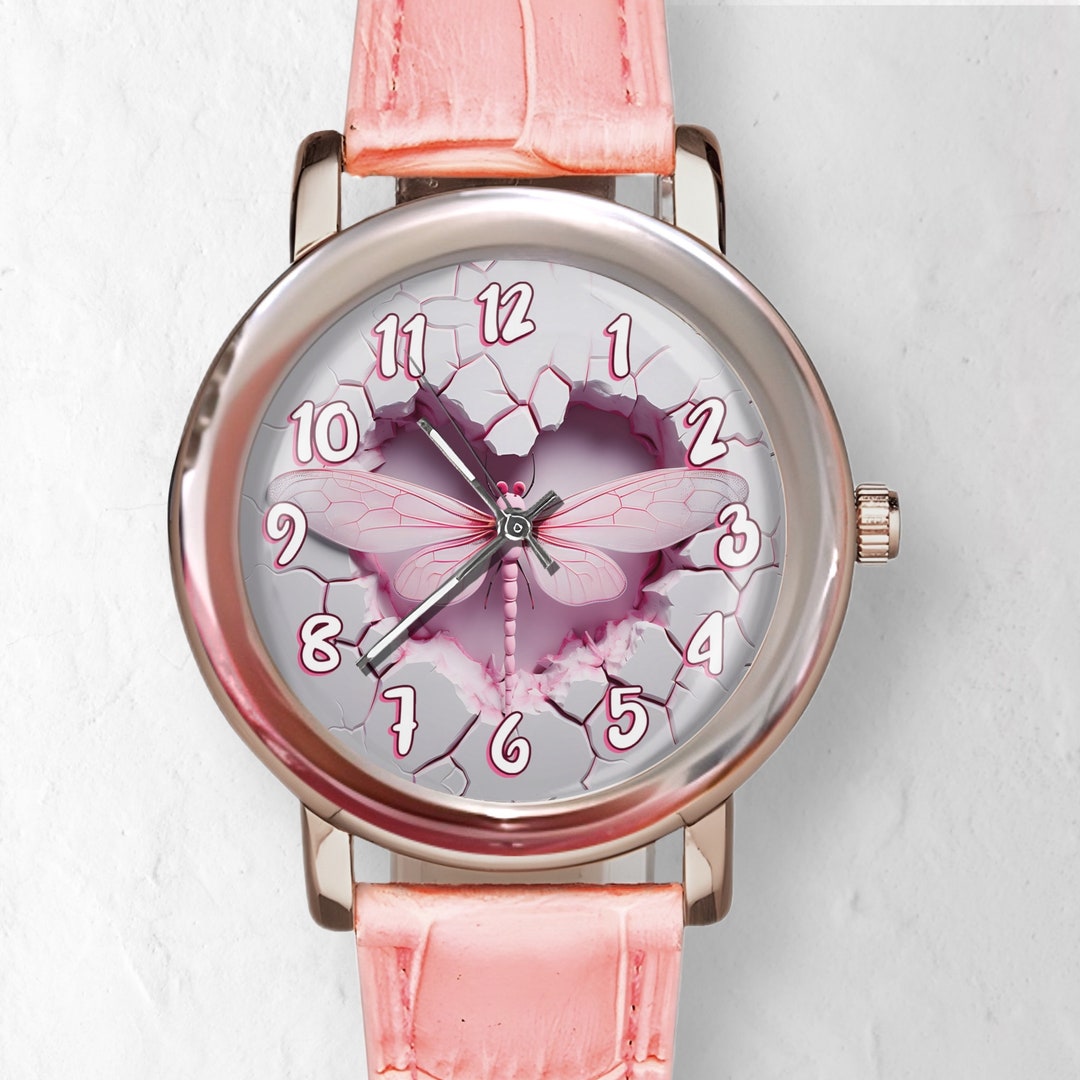 Watches for Women, Pink Heart Watch, Dragonfly Watch, Unique Watches ...