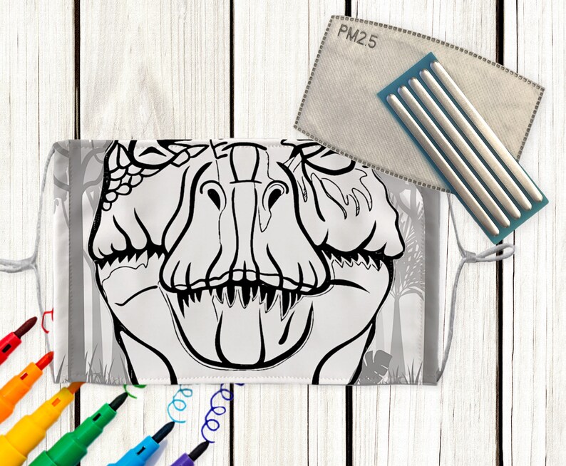Coloring Face Mask Dinosaur Craft Kit for Kids Dinosaur | Etsy
