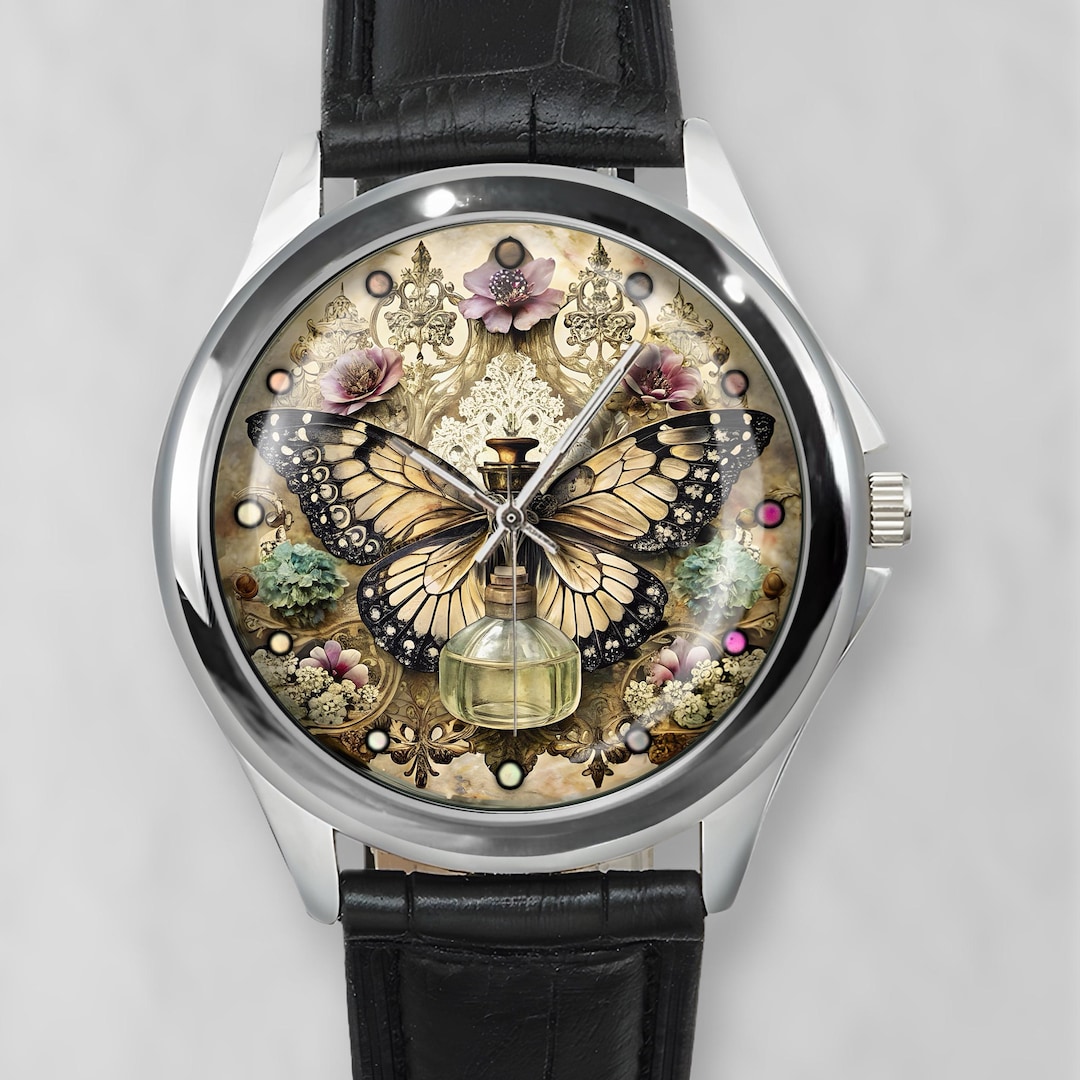 Avant Garde Butterfly Watch, Vintage Floral Watch Face, Unique Watch ...