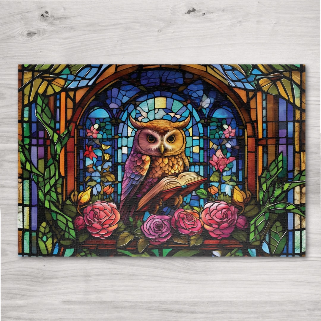 Stained Glass Owl, Owl Jigsaw Puzzle, Stained Glass Puzzle, Wise Owl ...