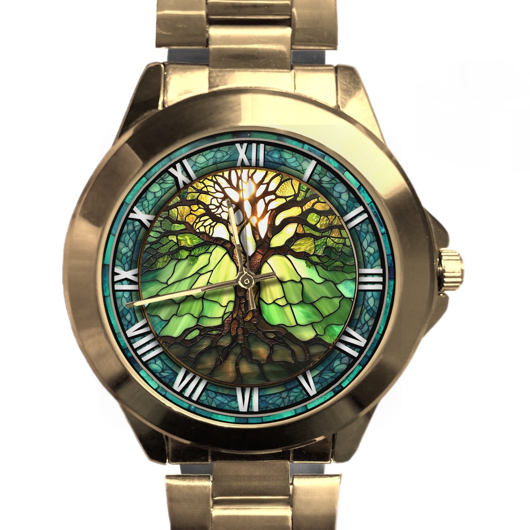 Tree of Life Watch: Faux Stained Glass Art, Roman Numerals - Etsy