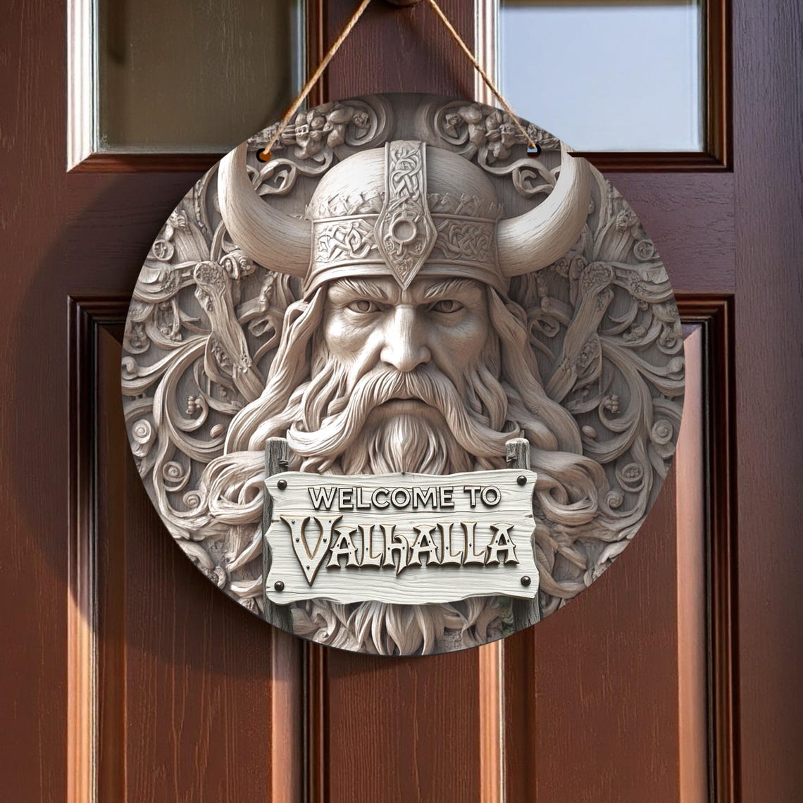 Odin Welcome Sign: 3D Viking Art, Wood Carve Effect - Etsy