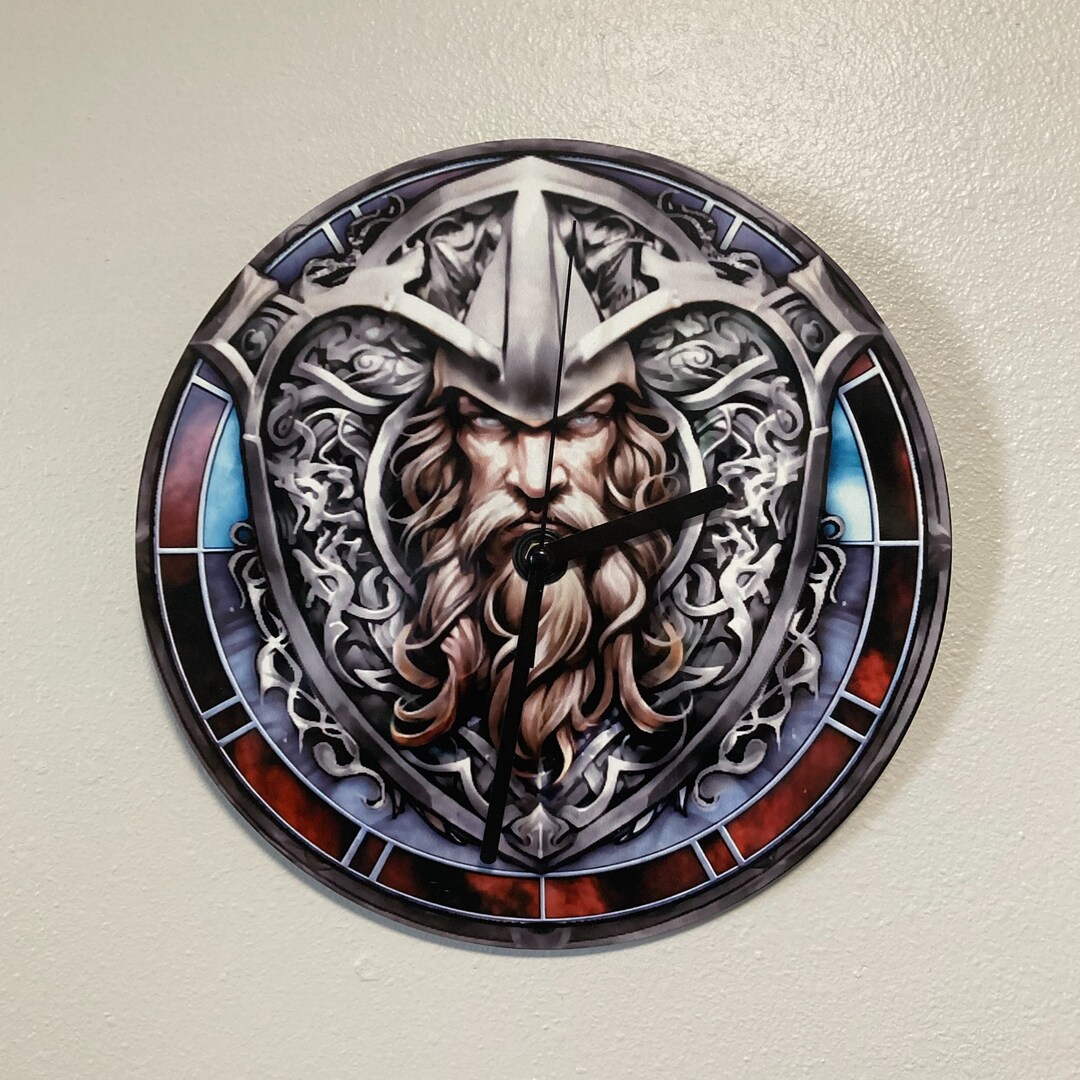 Viking Clock, Shield Clock, Viking Gift, Odin Wall Clock, Shield Maiden ...