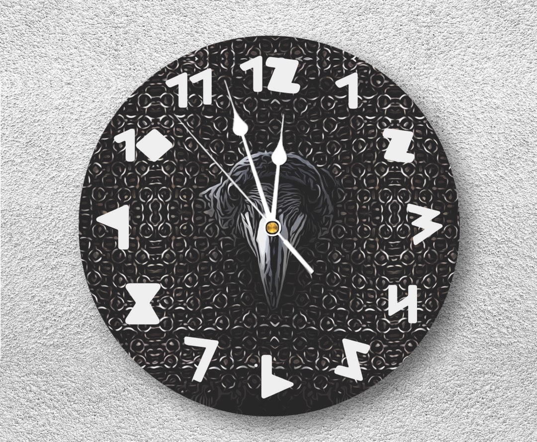 Hanging Wall Clock, Viking Clock, Chainmail Clock, Raven Clock, Round ...