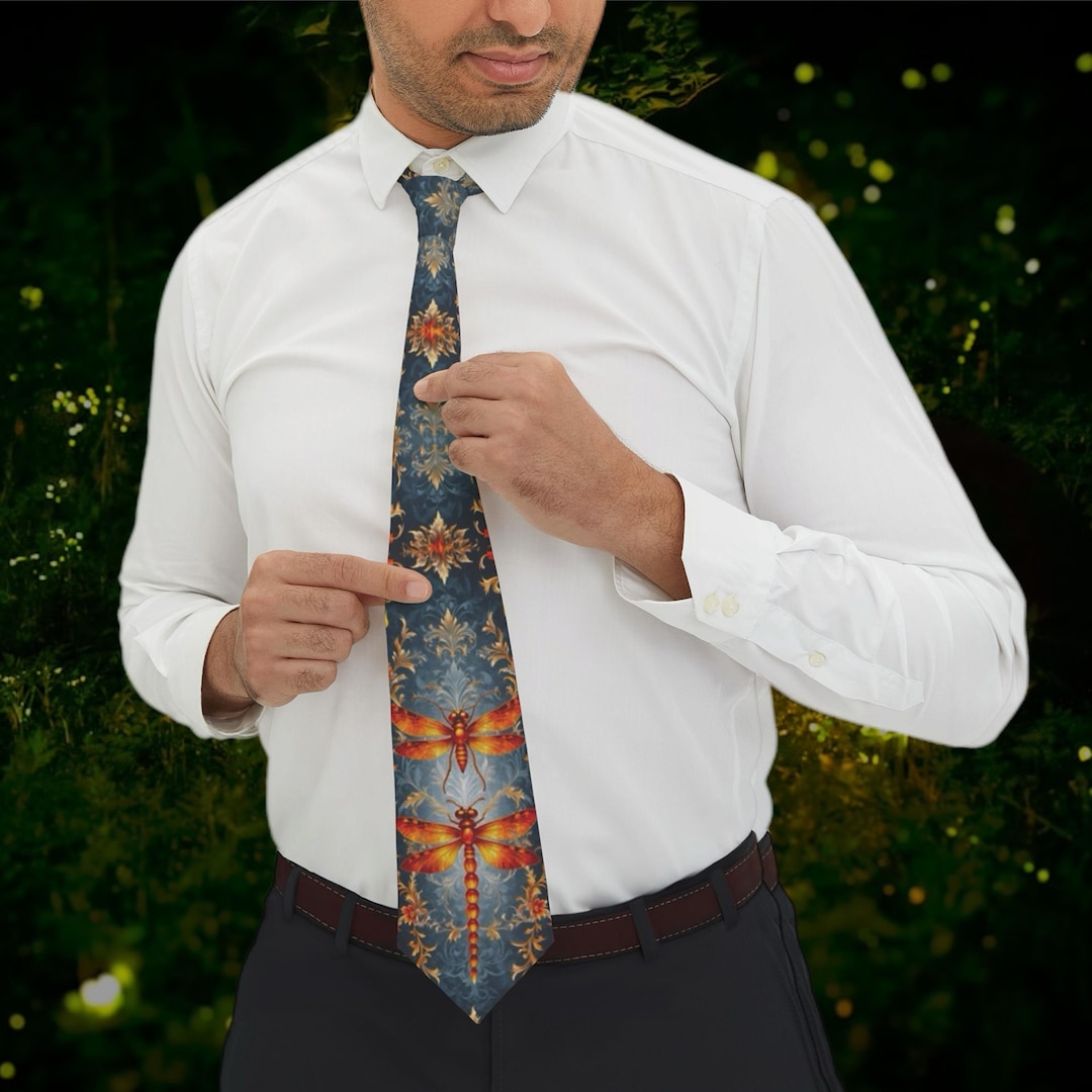 Dragonfly Tie, Fire Fly Tie, Celtic Fire Necktie, Art Nouveau Tie ...