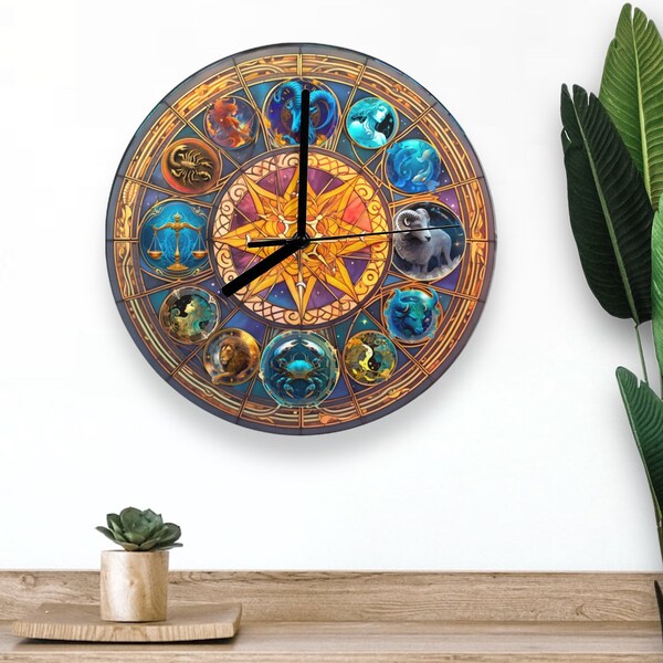 Wooden Zodiac Wall Clock - Etsy