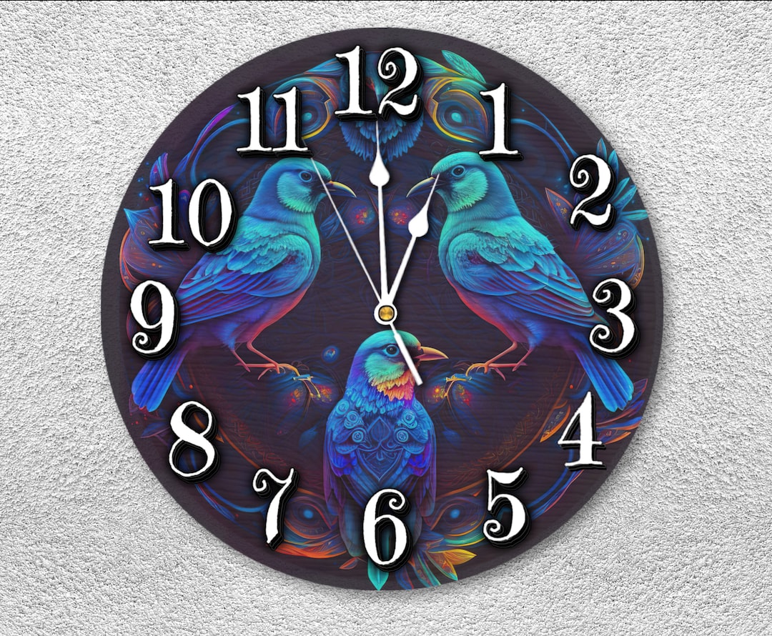 Clocks for Women, Wooden Bird Clock, Bird Wall Art, Colorful Clocks ...