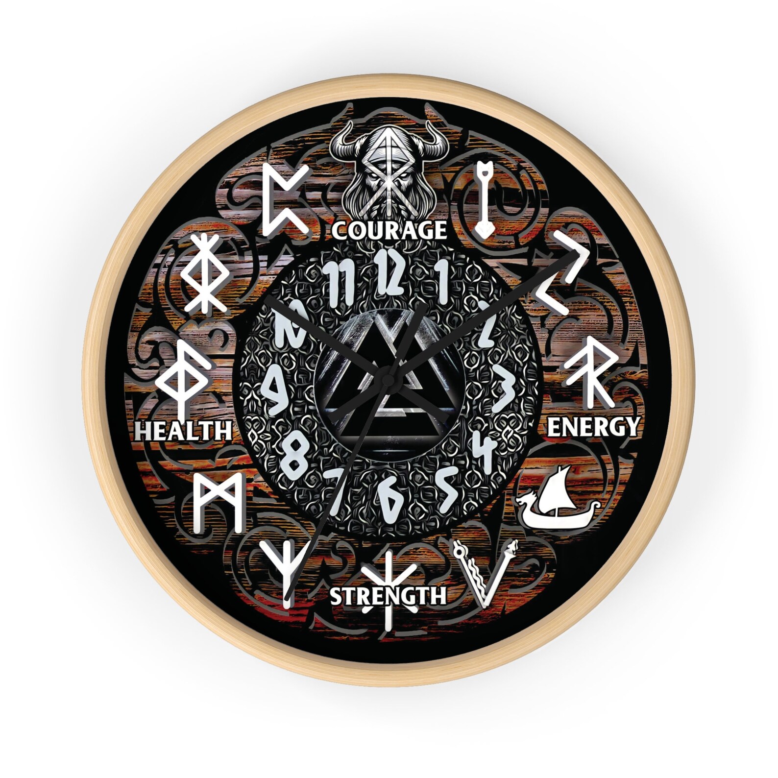 Viking Shield Wall Clock: Valknut Norse Decor, Silent Clock - Etsy