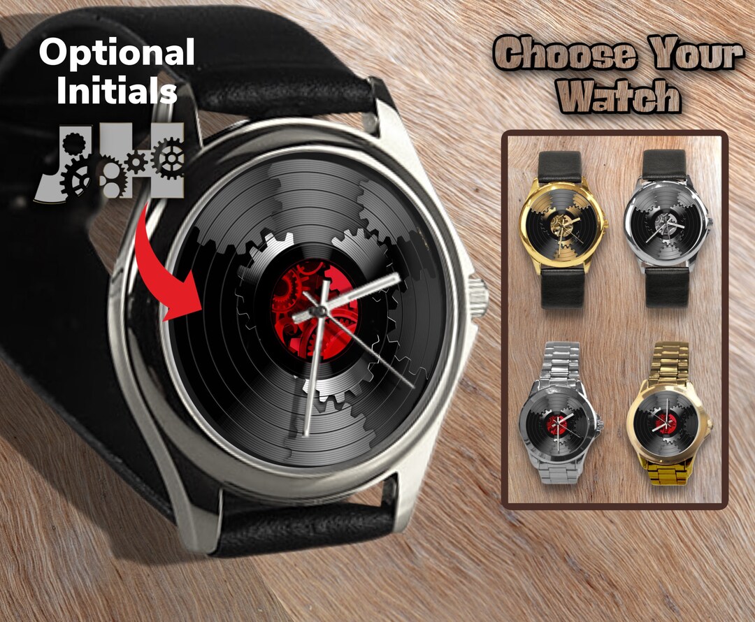 Vintage Record Watch, Steampunk Watch, Vinyl Record Cogwheel Design ...