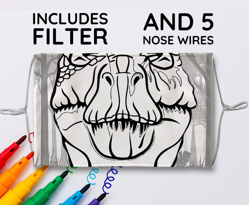 Coloring Face Mask Dinosaur Craft Kit for Kids Dinosaur | Etsy