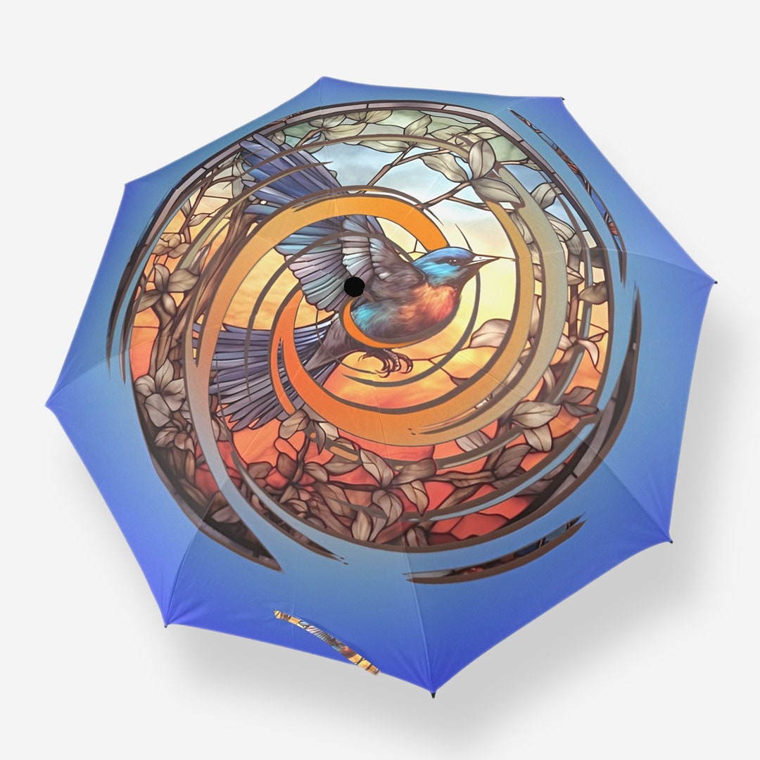 Bird Umbrella, Unique Umbrella, Blue Bird Gift, Bird Decor, Automatic ...