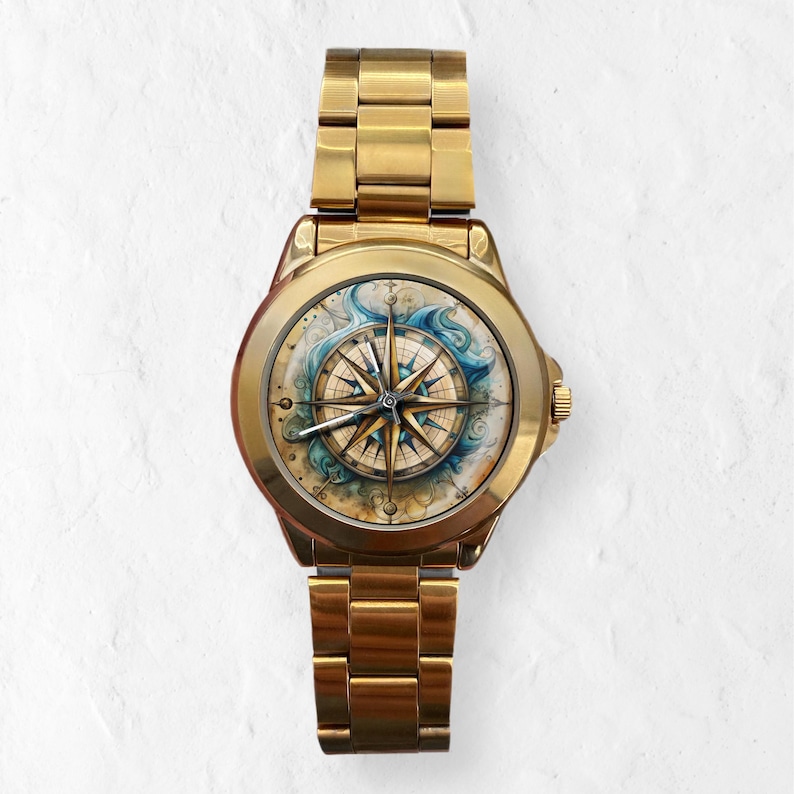 Vintage Compass Watch: Nautical Map Face, Genuine Leather Band Handmade ...
