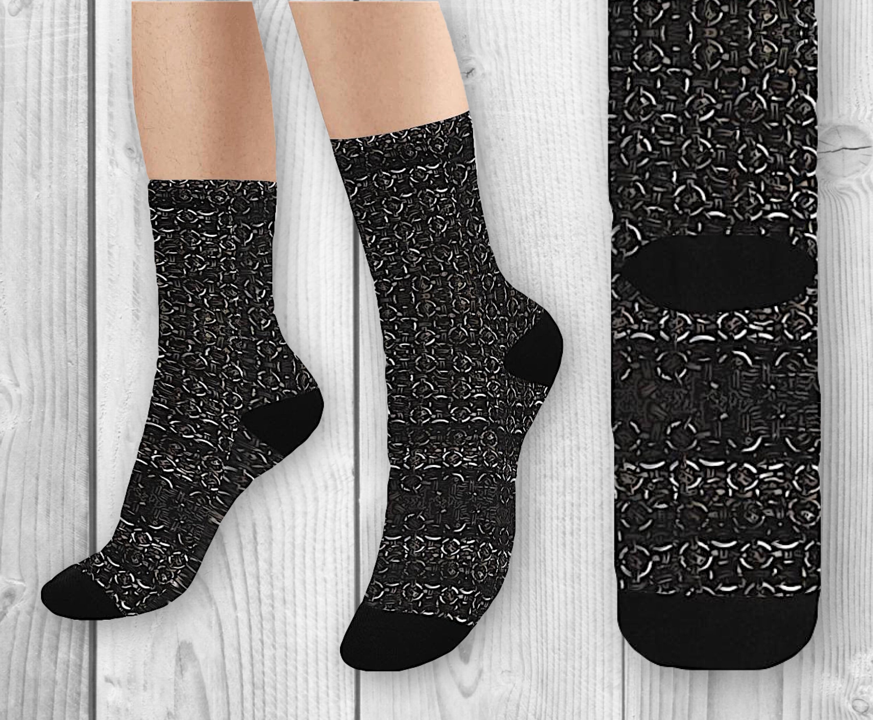 Viking Chainmail Socks Foot Armor Printed Crew Socks for Men - Etsy