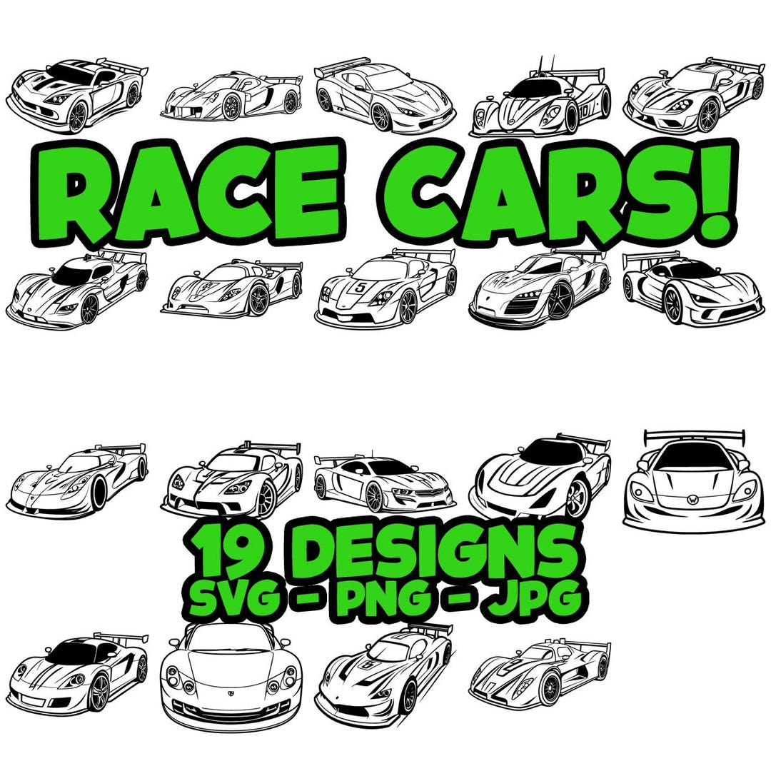 Race Cars - (like Hotwheels) - 19 SVG Bundle - for Cricut & Silouhette ...