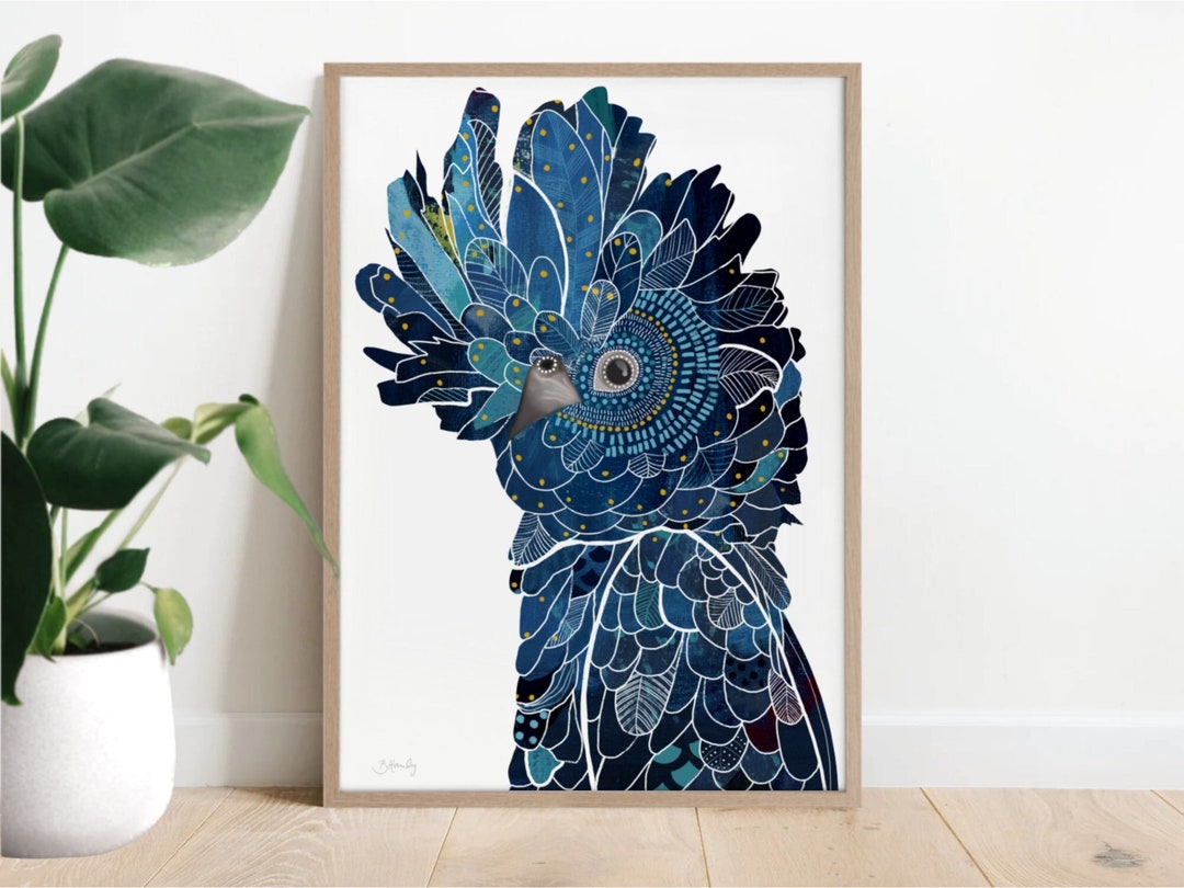 Black Cockatoo Print, Bird Print, Cockatoo, Black Cockatoo Painting ...