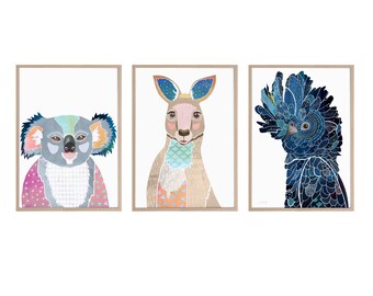 Set of 3 Prints Australian Native Print Set Native Animal | Etsy