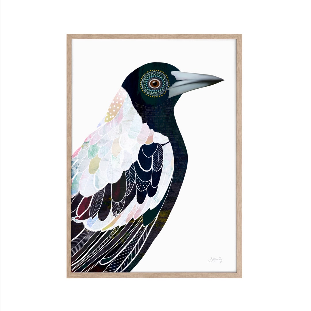 Magpie Print Bird Print Magpie Artwork Black and White - Etsy