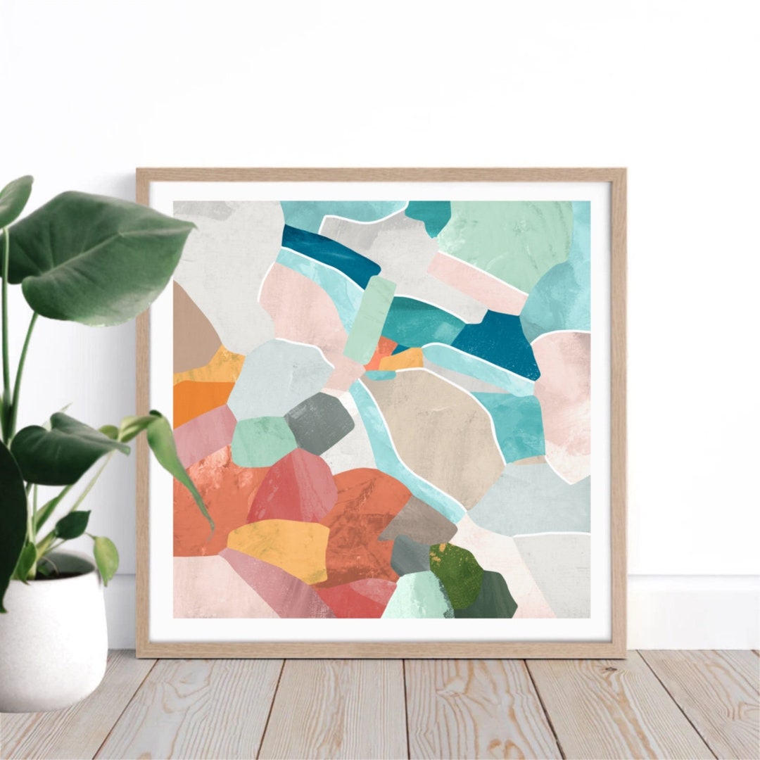 Rocky Shores Print, Coastal, Beach Art, Abstract Art, Abstract Painting ...