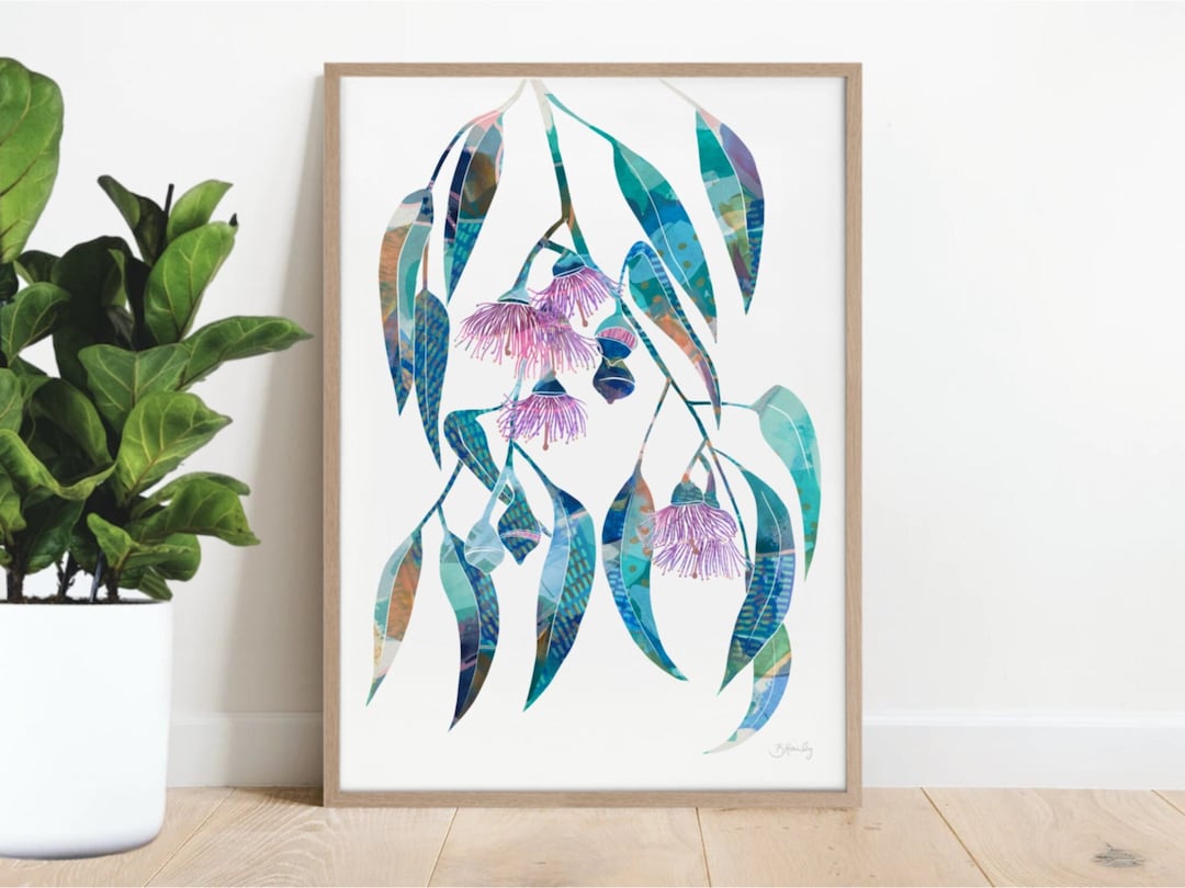 Gum Blossom Print, Flowering Gum, Pink Flower, Painting of Flower ...
