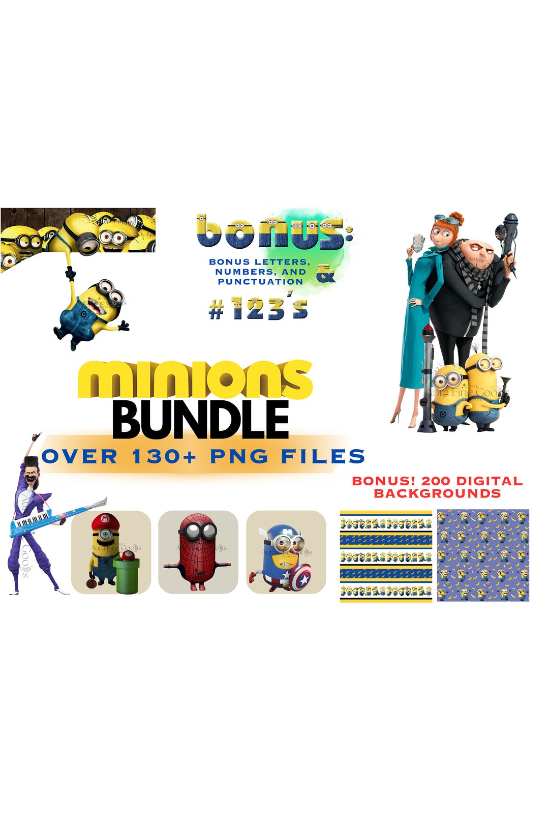 Minions PNG Clipart Bundle Letters Font Numbers Alphabet - Etsy UK