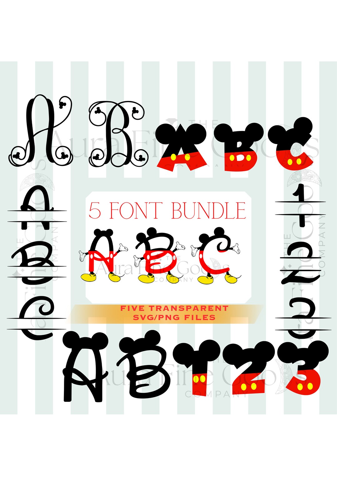 Mickey Mouse and Friends Clubhouse 5 Font Bundle SVG PNG 300DPI Cricut ...