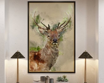 Deer head art | Etsy