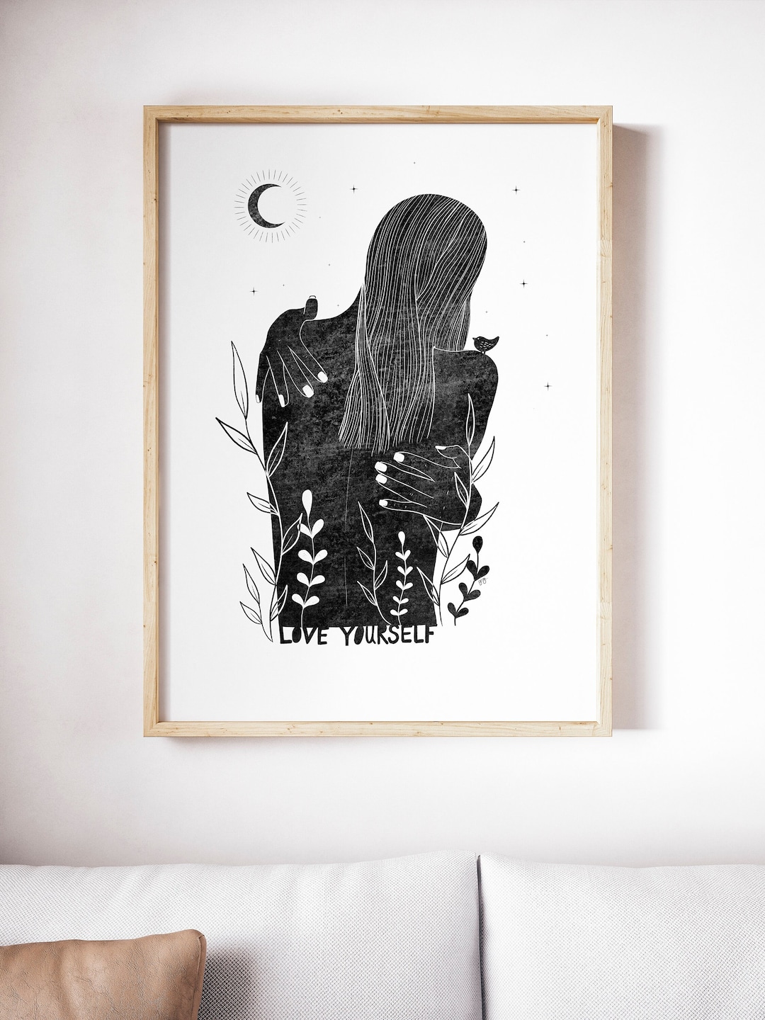 Love Yourself Art Print, Floral Self Worth Illustration Art Print ...