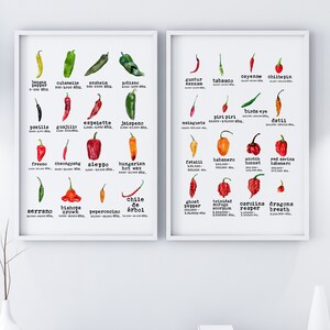 Kitchen Décor Wall Hangings, Chilli Scoville Chart Print Set of 2 ...