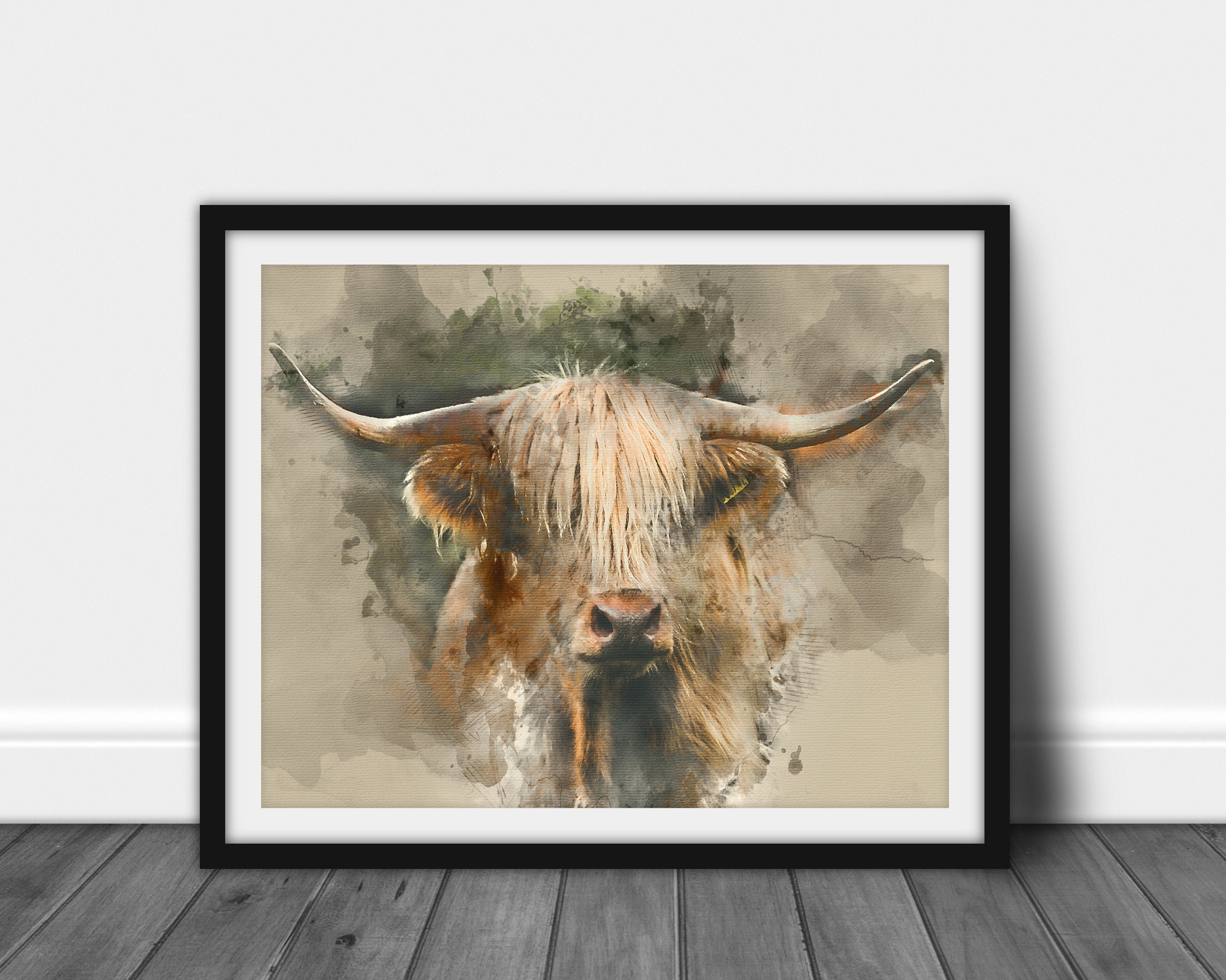 Digital Highland Cow Art, Cow Print, Highland Cow Print, Animal Art ...