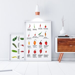 Kitchen Décor Wall Hangings, Chilli Scoville Chart Print Set of 2 ...