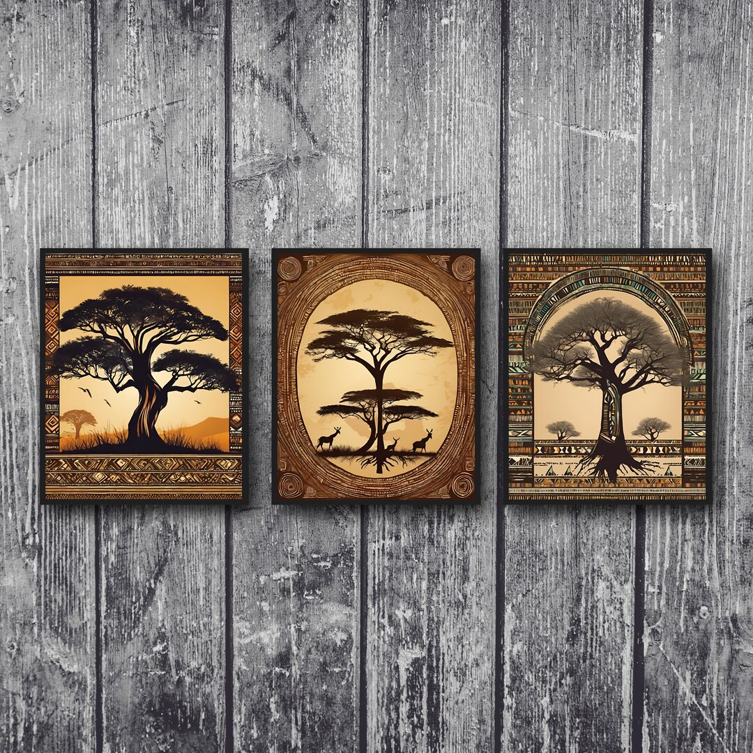 African Tree Art Print, Tribal Decor, Wildlife Poster - Etsy UK