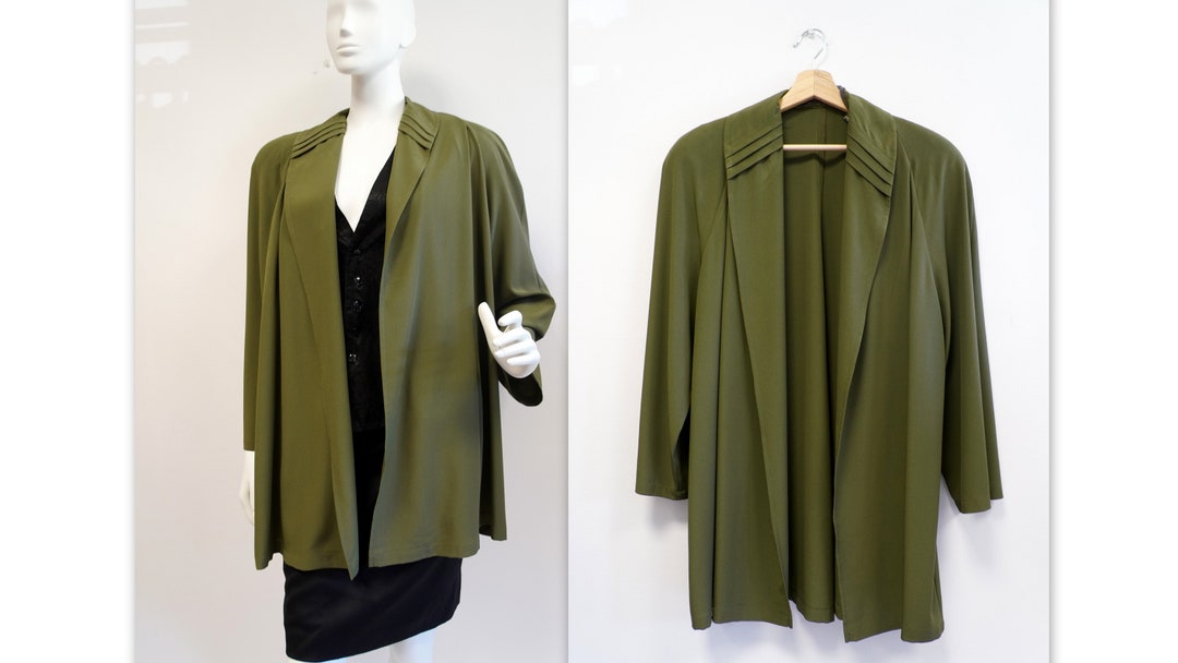 Green Vintage Cape, Retro Cape, Thin Coat Vintage, Large Size, Long ...