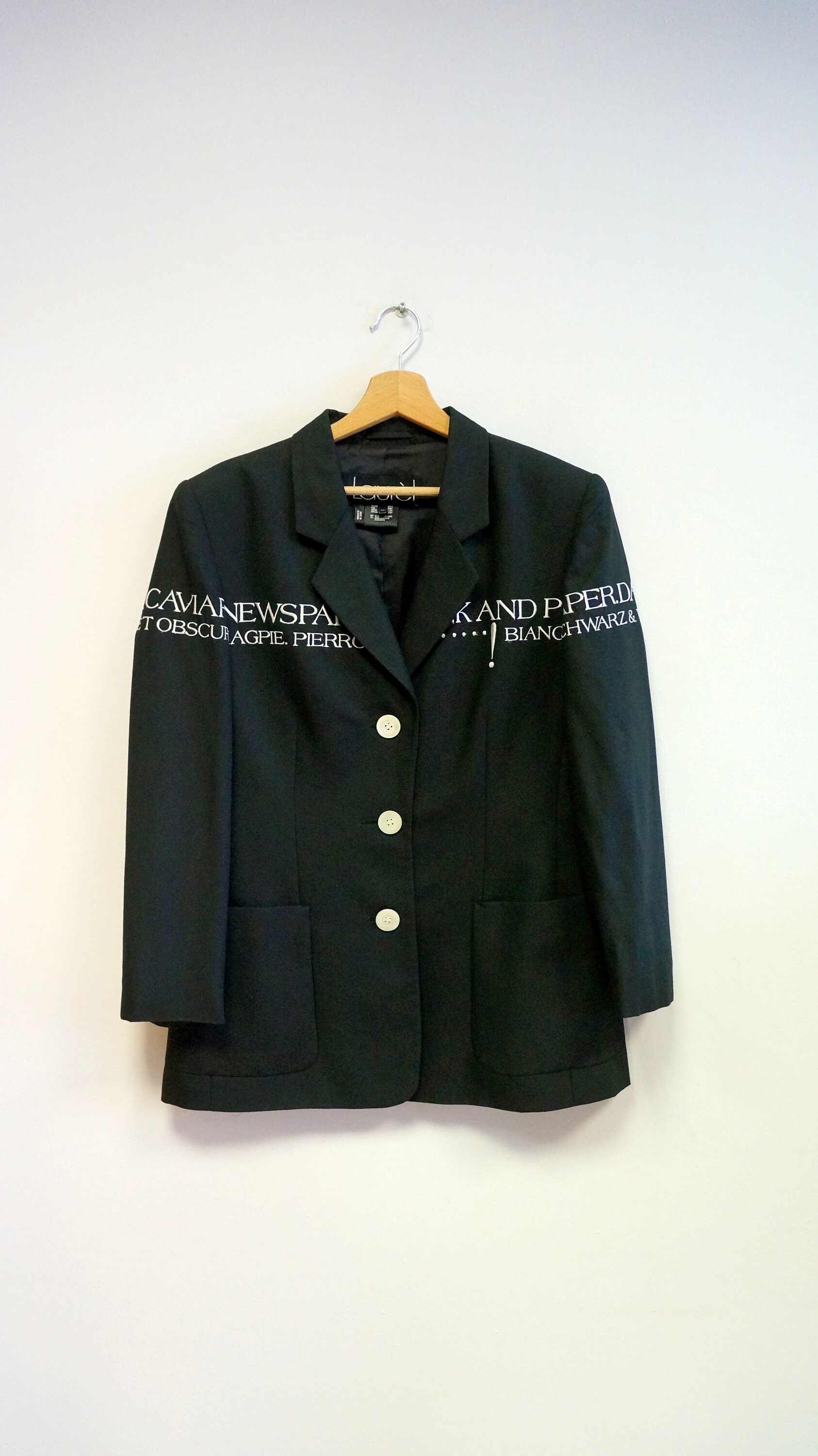 Laurel Blazer, Black White Subtitles, Viscose Silk Vintage Jacket ...