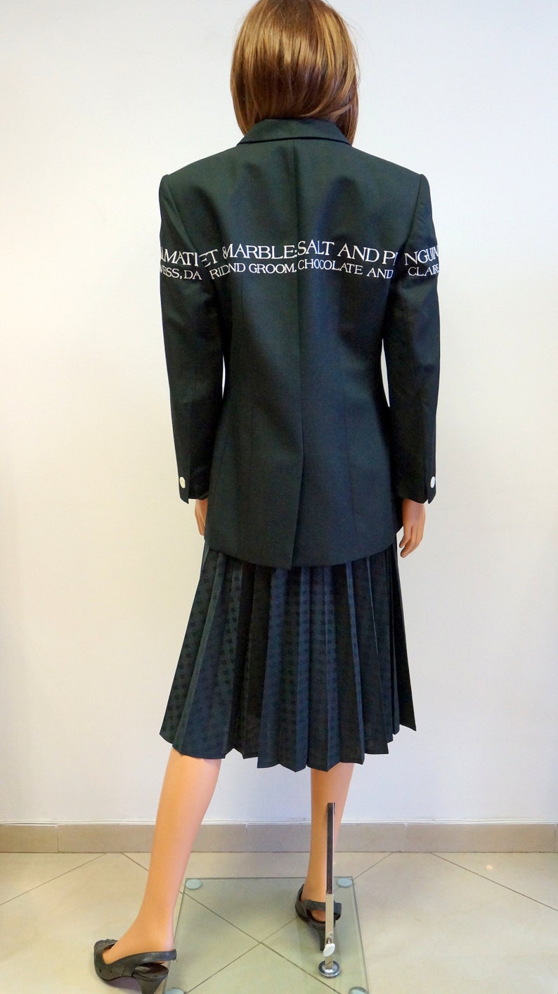 Laurel Blazer Black White Subtitles Viscose Silk Vintage - Etsy