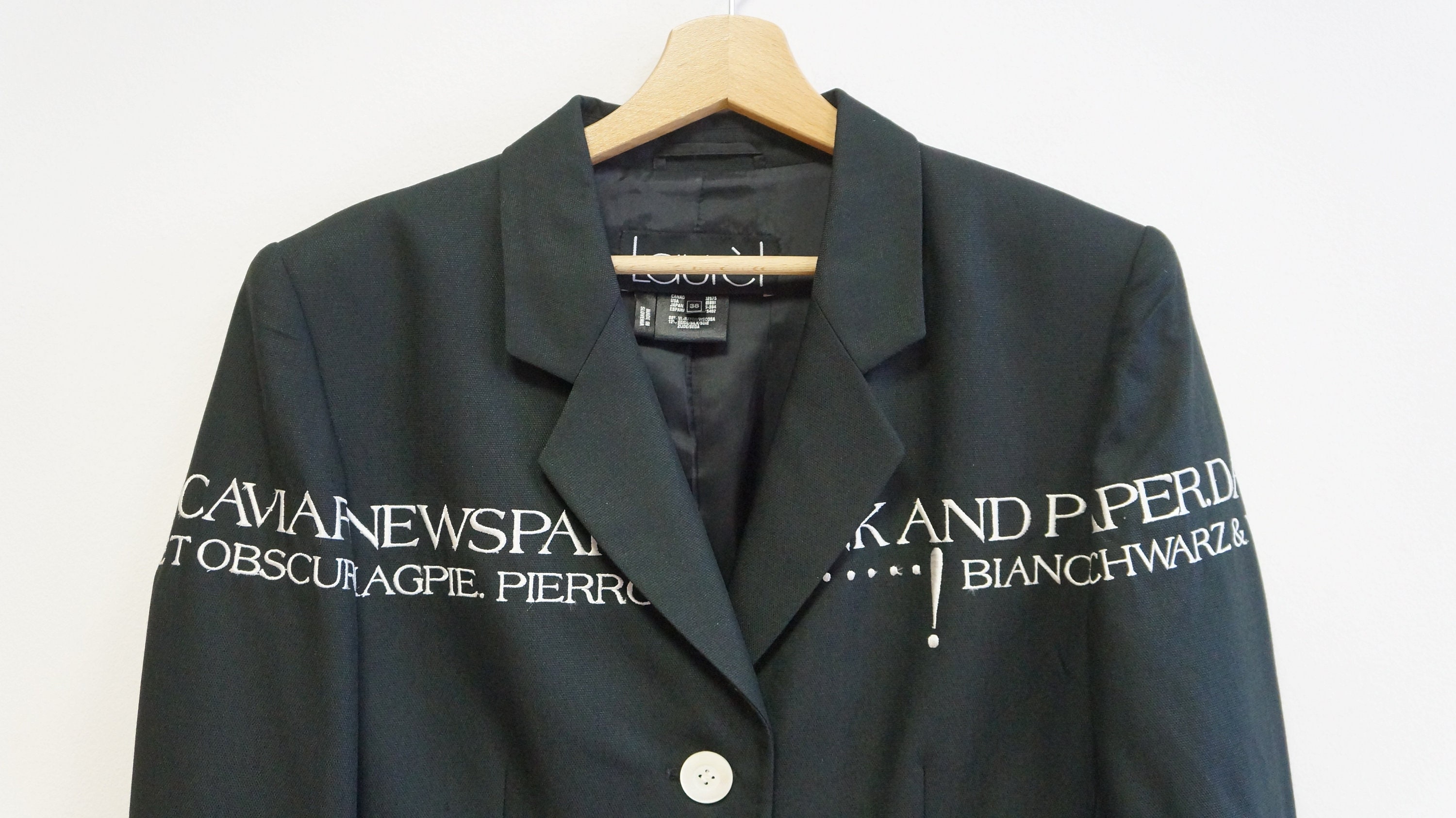 Laurel Blazer, Black White Subtitles, Viscose Silk Vintage Jacket ...