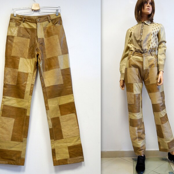 Brown Leather Pants - Etsy